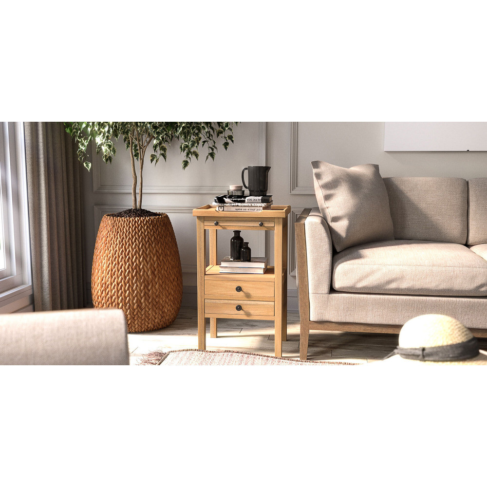 Eton 2 Drawer Side Table with Pull Out Shelf