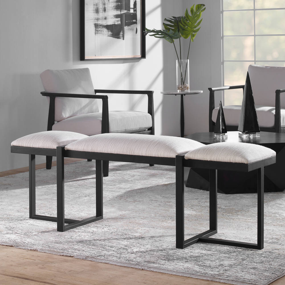 Triple Cloud Modern Upholstered Bench | Contemporary Style Accent Chair