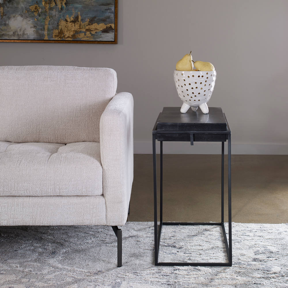 Telone Modern Black Side Table | Mid-Century Style Accent Table
