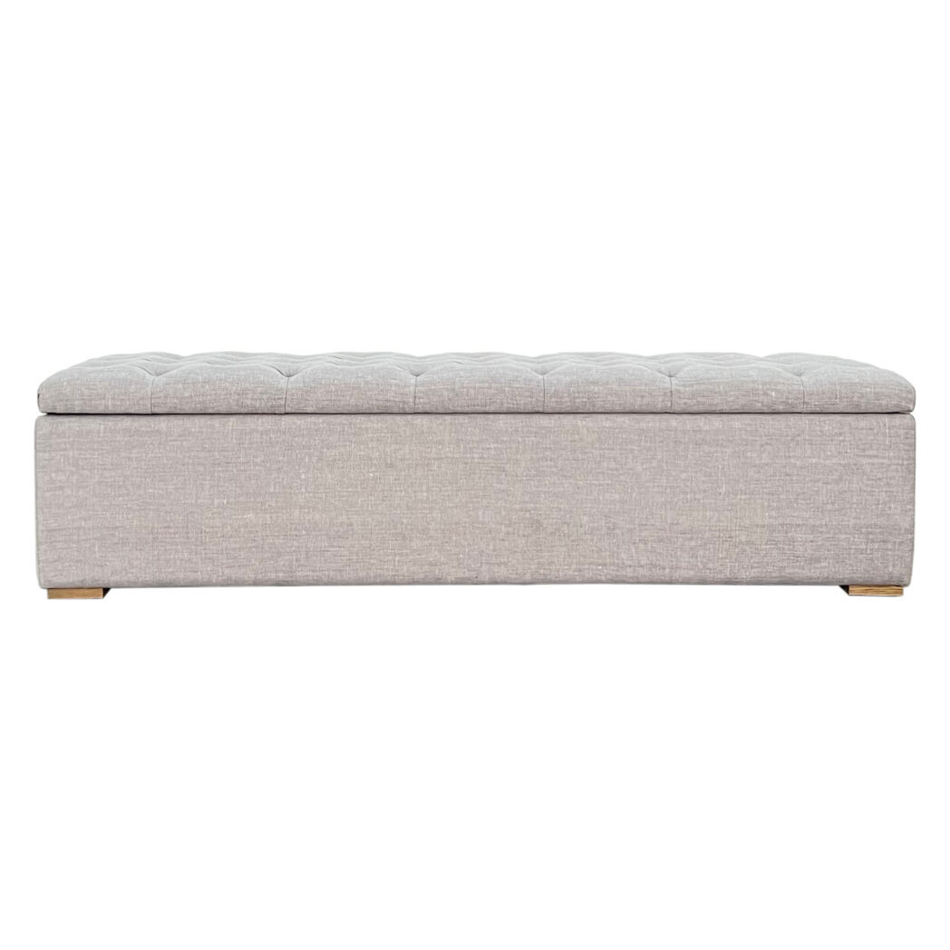 Marquis Upholstered Bed Chest Tufted - Grey Linen | Hamptons Style ...