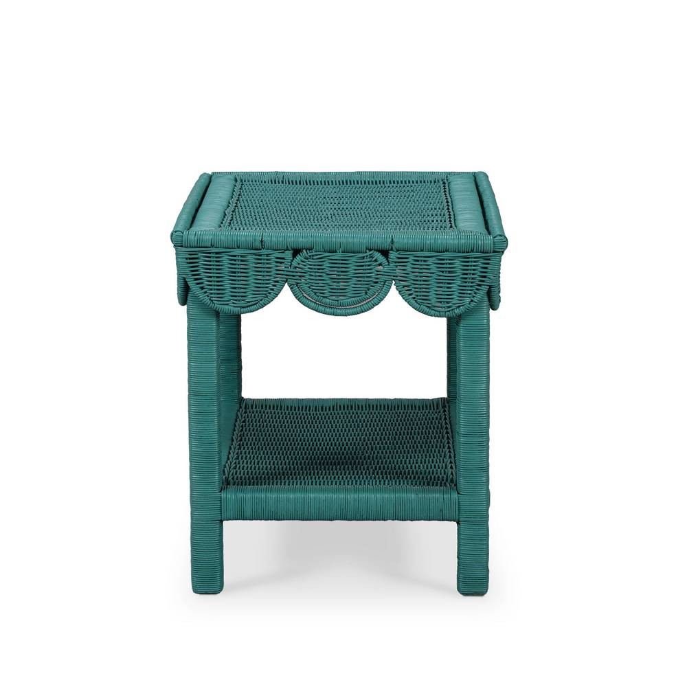 Newport Scalloped Rattan Side Table with Tray | Coastal Style Living ...