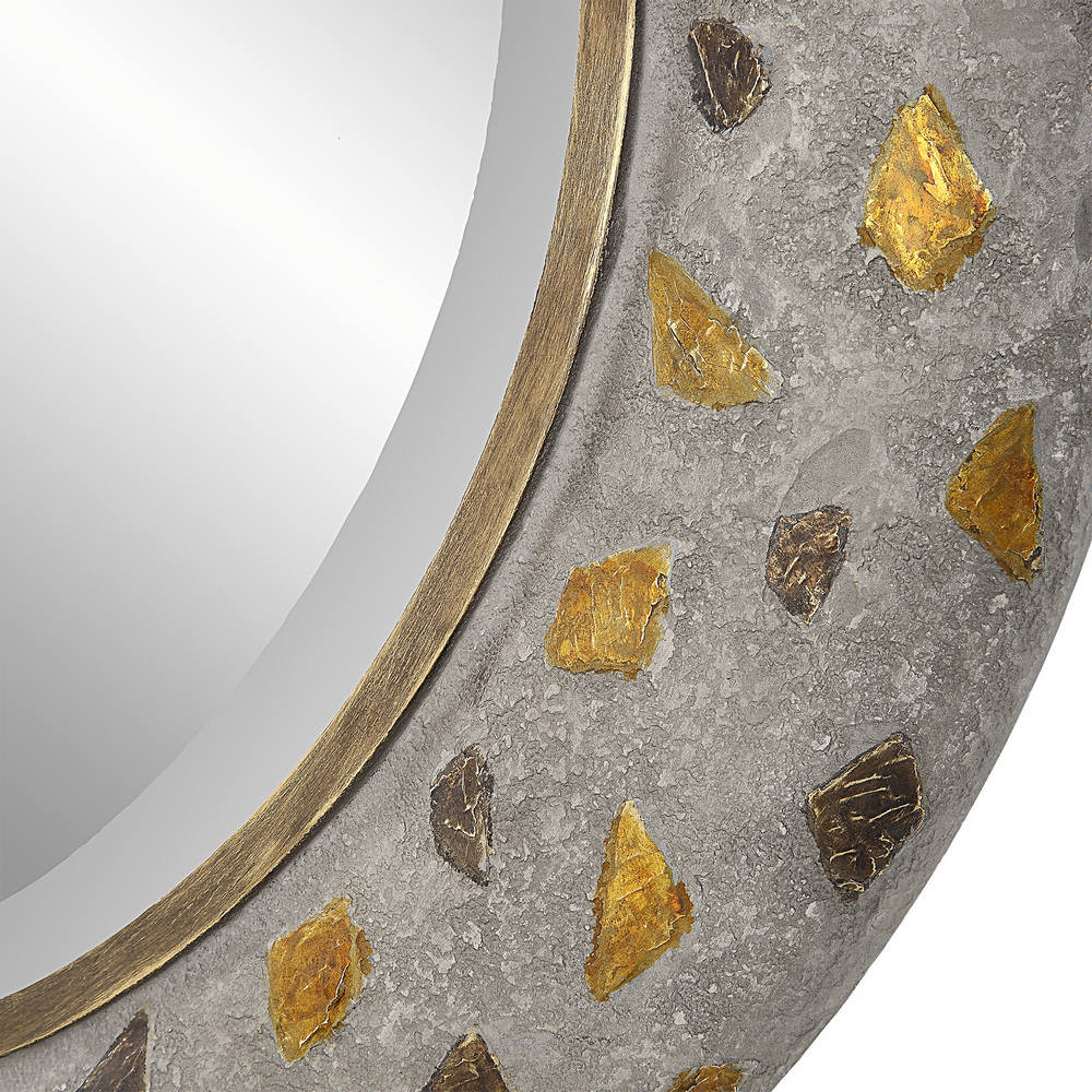 Copper Terrazzo Round Mirror | Mid-Century Style Wall Mirror
