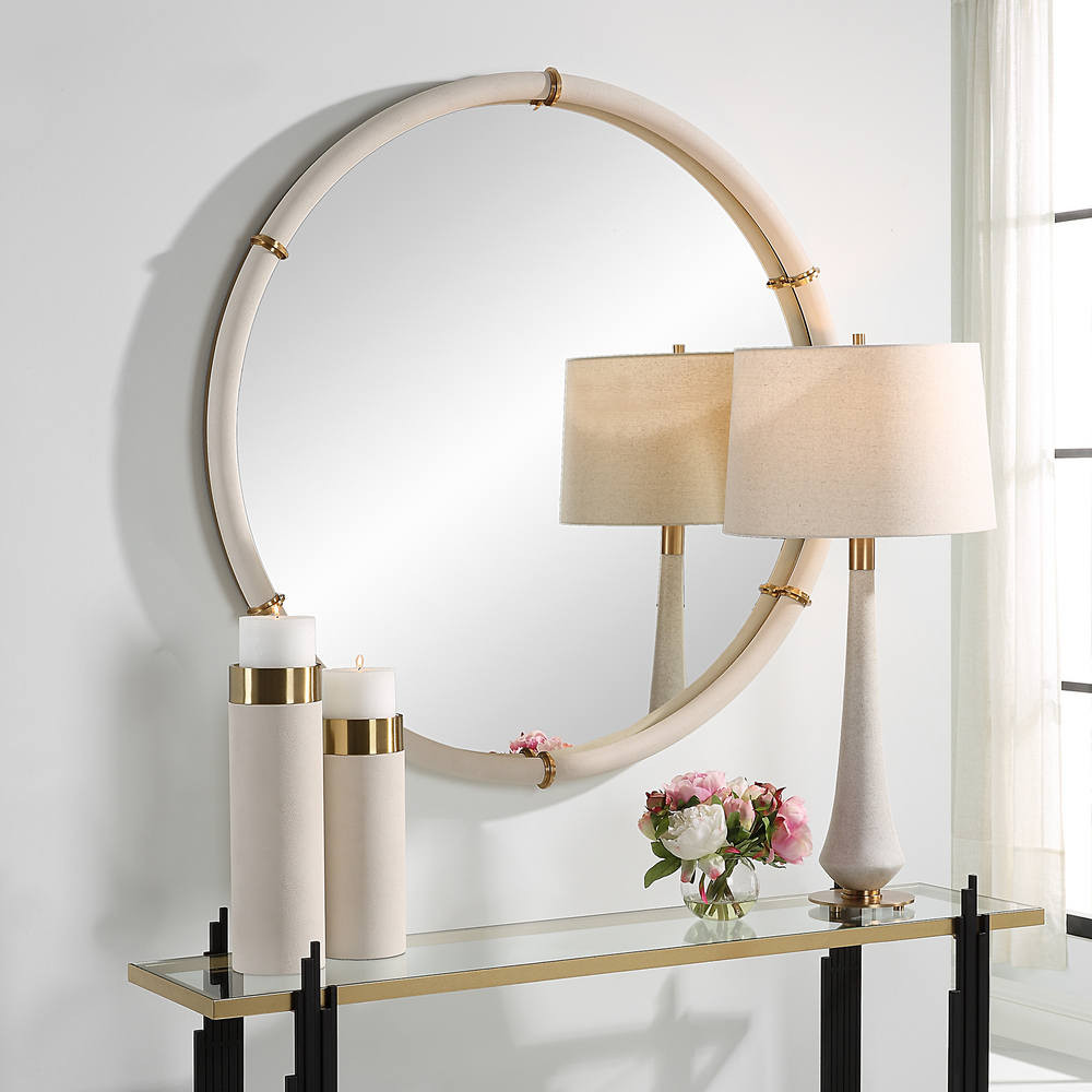 Cyprus White Round Mirror | Contemporary Style Wall Mirror