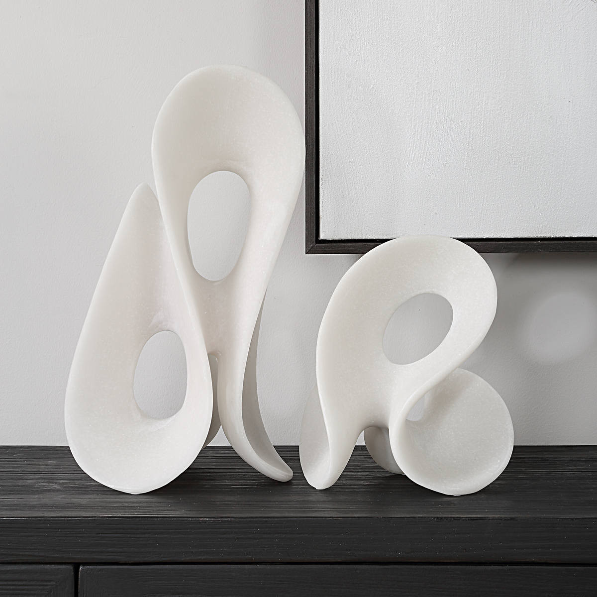 Silent Wave White Sculptures Set-2 | Contemporary Style Sculpture