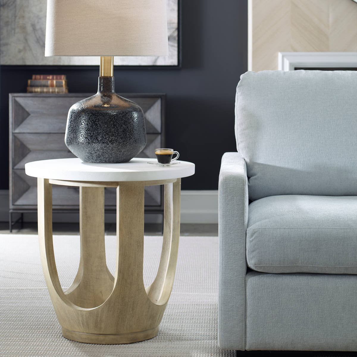 Tatli Stone Top Side Table | Contemporary Style Accent Table