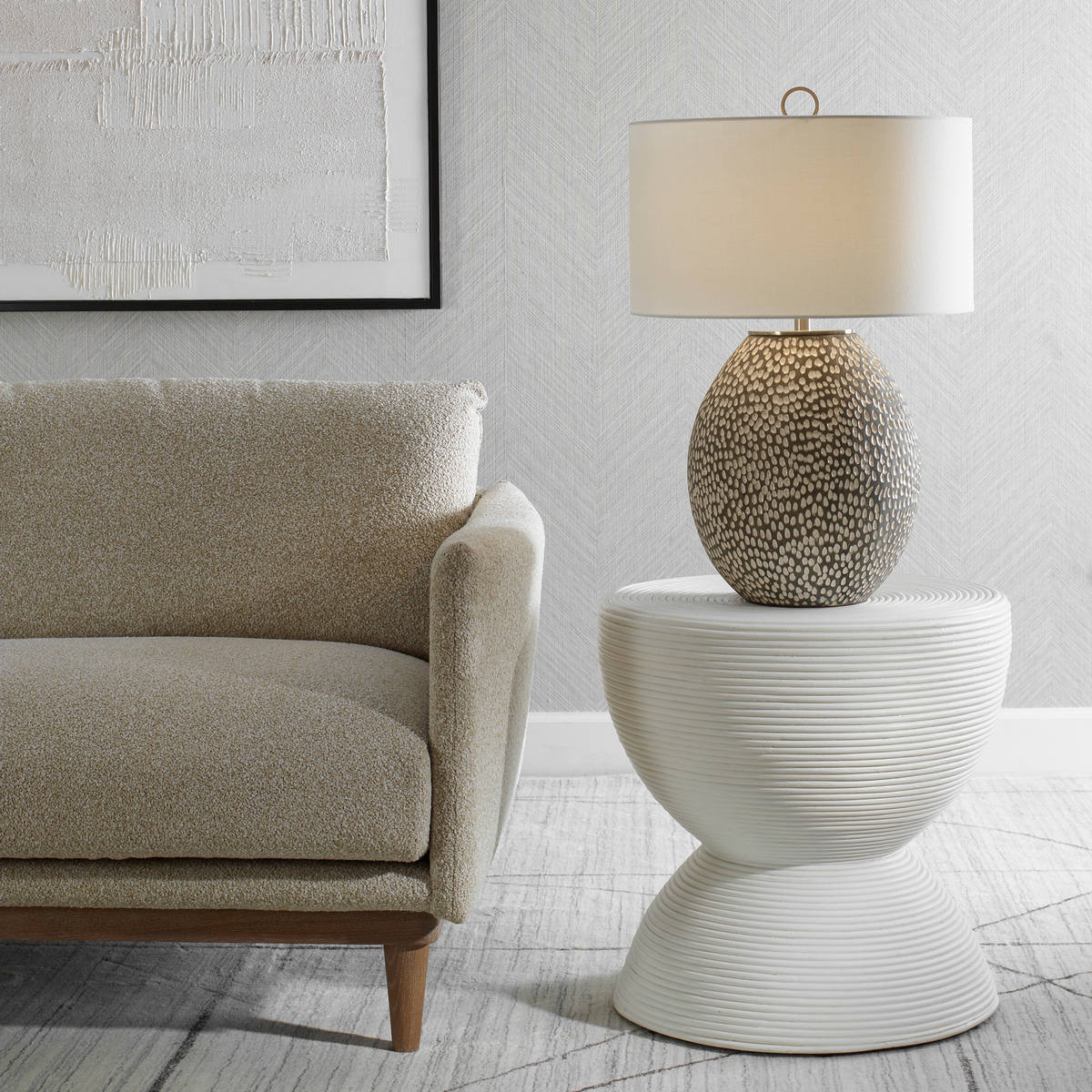 Bongo White Rattan Side Table | Contemporary Style Accent Table