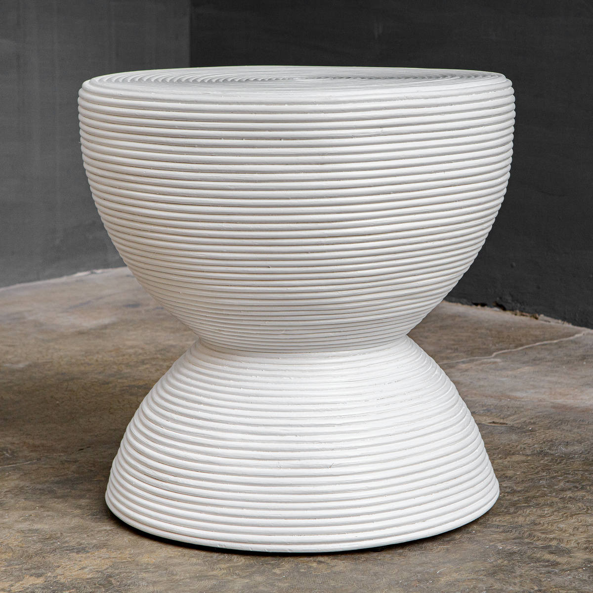 Bongo White Rattan Side Table | Contemporary Style Accent Table