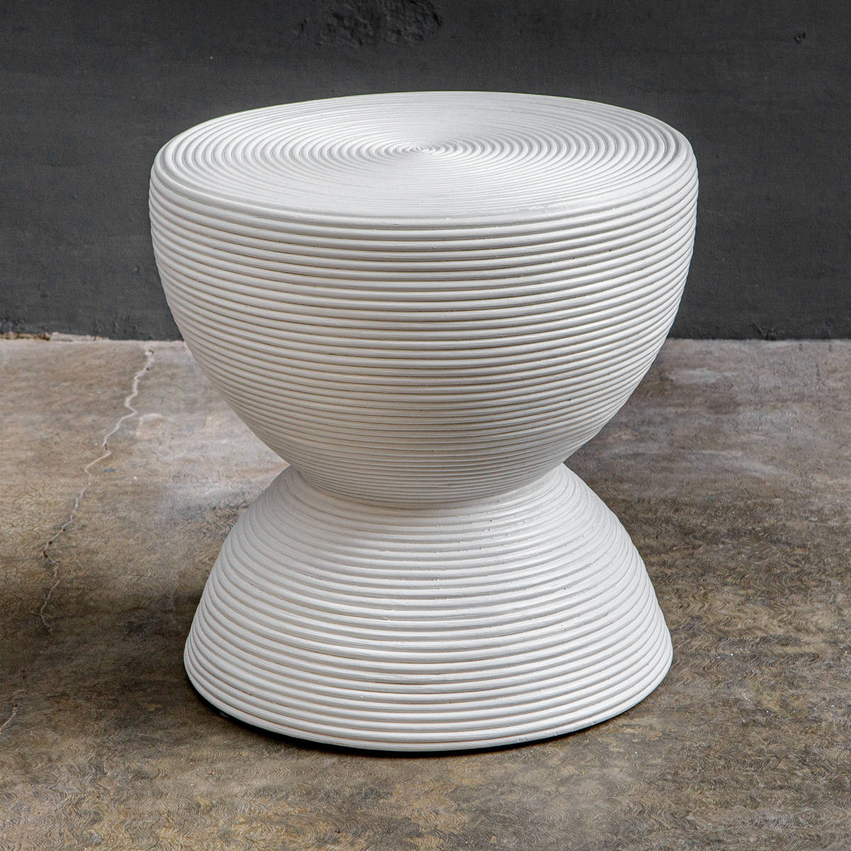 Bongo White Rattan Side Table | Contemporary Style Accent Table