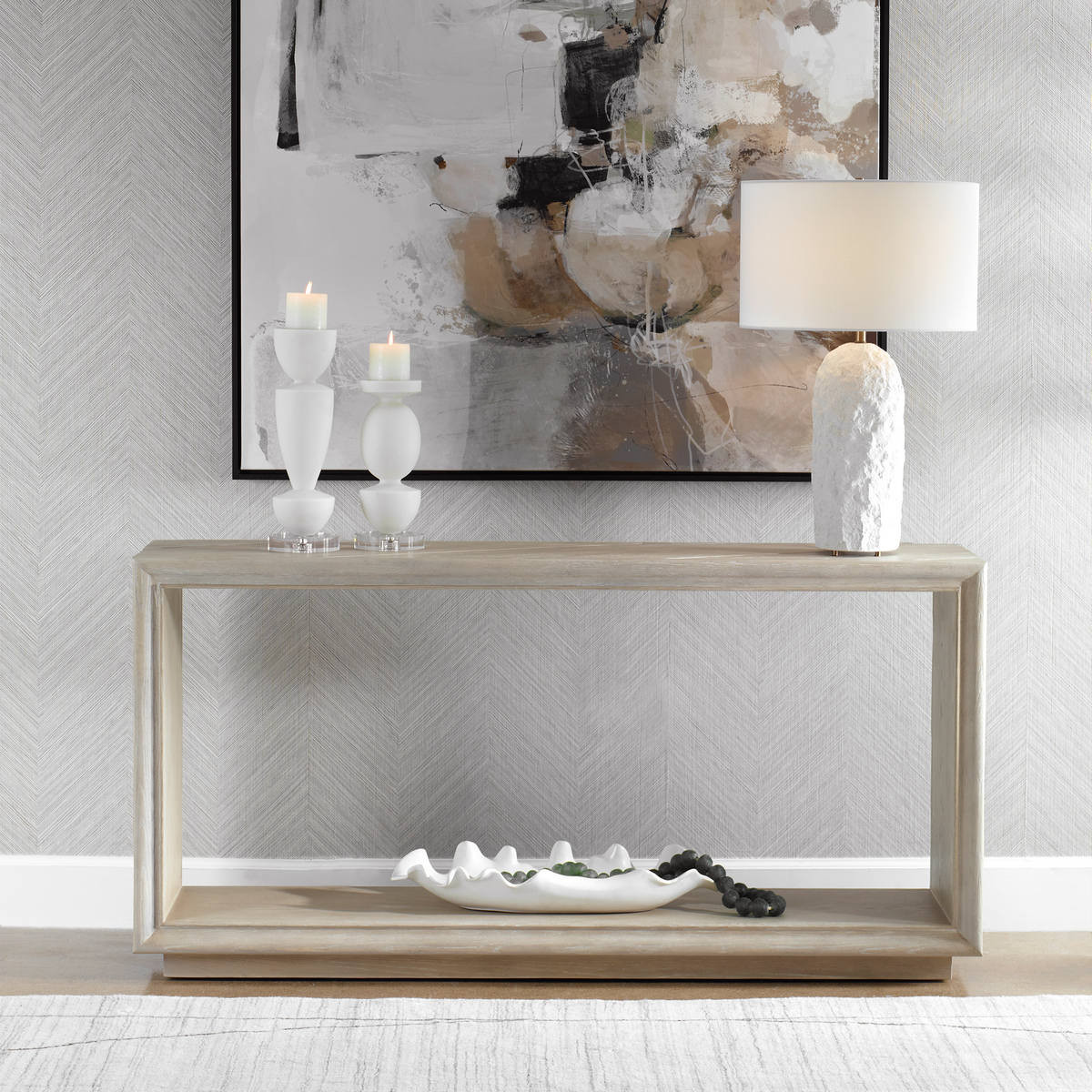 Prism Light Oak Console Table | Contemporary Style Accent Table