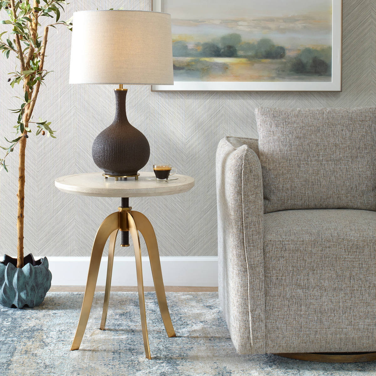 Alice Oak Adjustable Accent Table | Coastal Style Accent Table