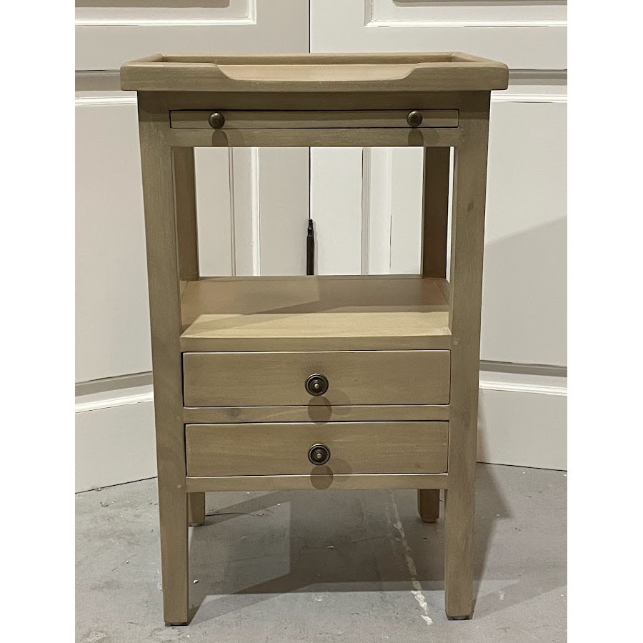 Eton 2 Drawer Side Table with Pull Out Shelf - Sandbar