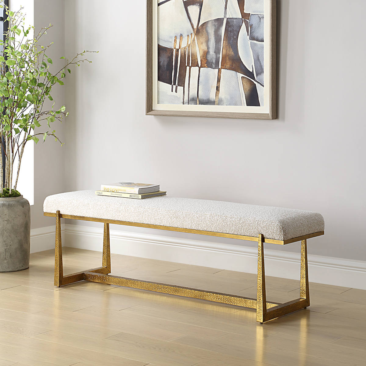 Midas Antique Gold Bench | Contemporary Style Dining Chair