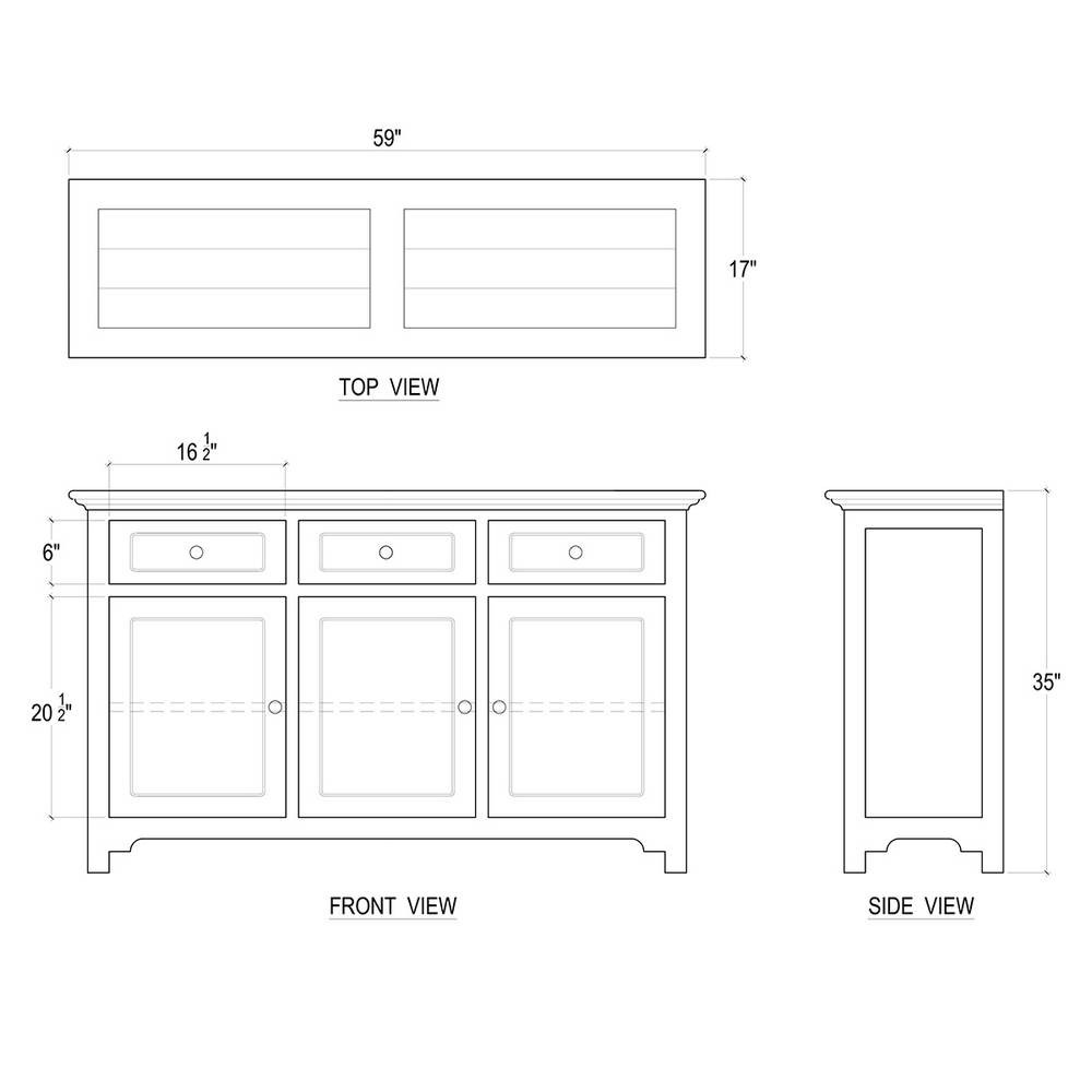 Aries Sideboard with 3 Doors | Craftsman Style Dining Room Furniture
