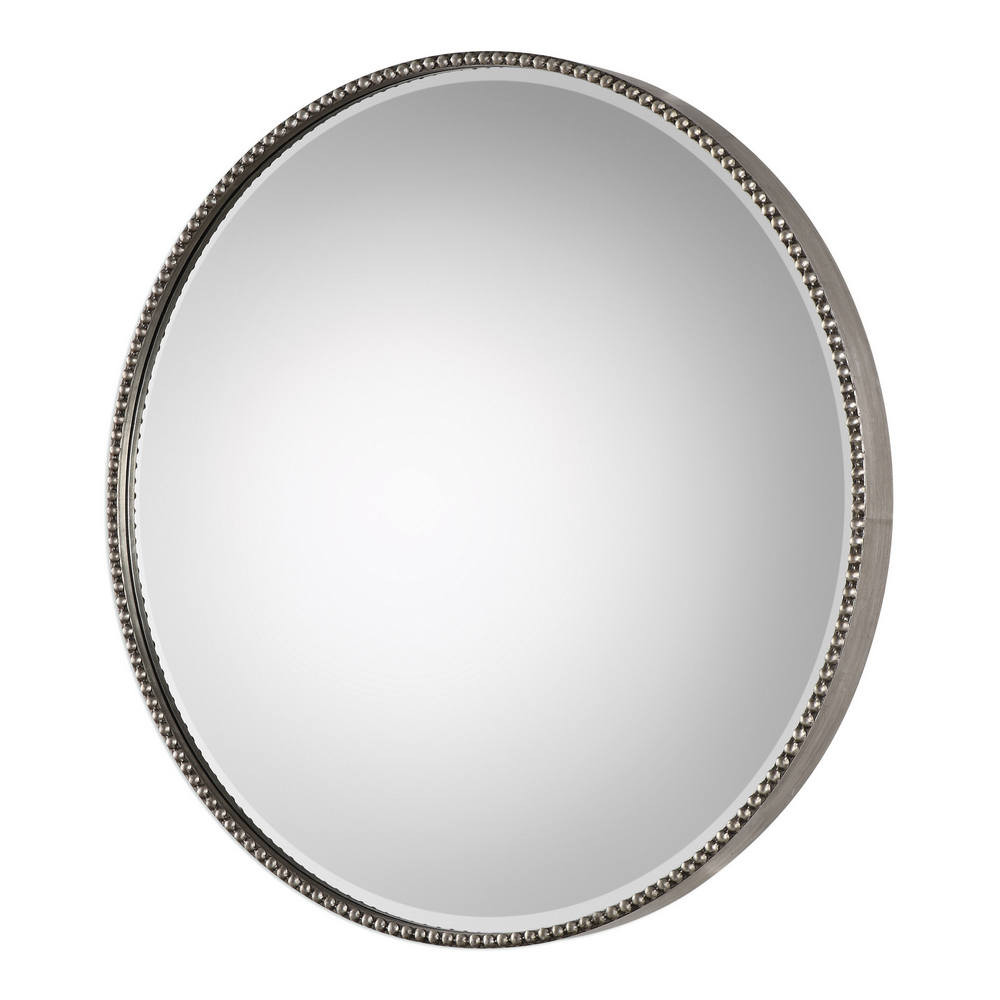 Stefania Beaded Round Mirror | Mid-Century Style Wall Mirror