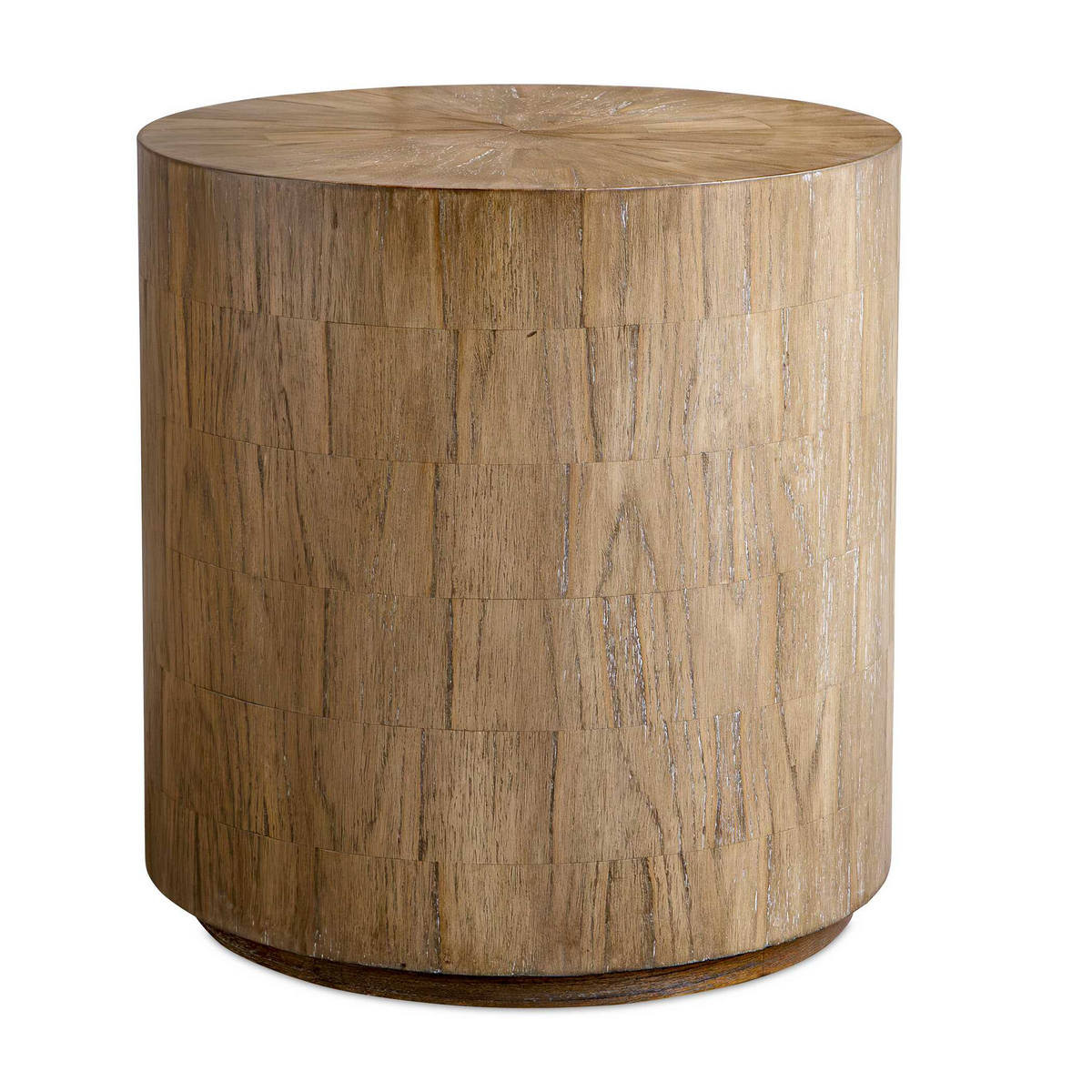 Nevis Wood Cylinder Side Table | Organic Style Accent Table
