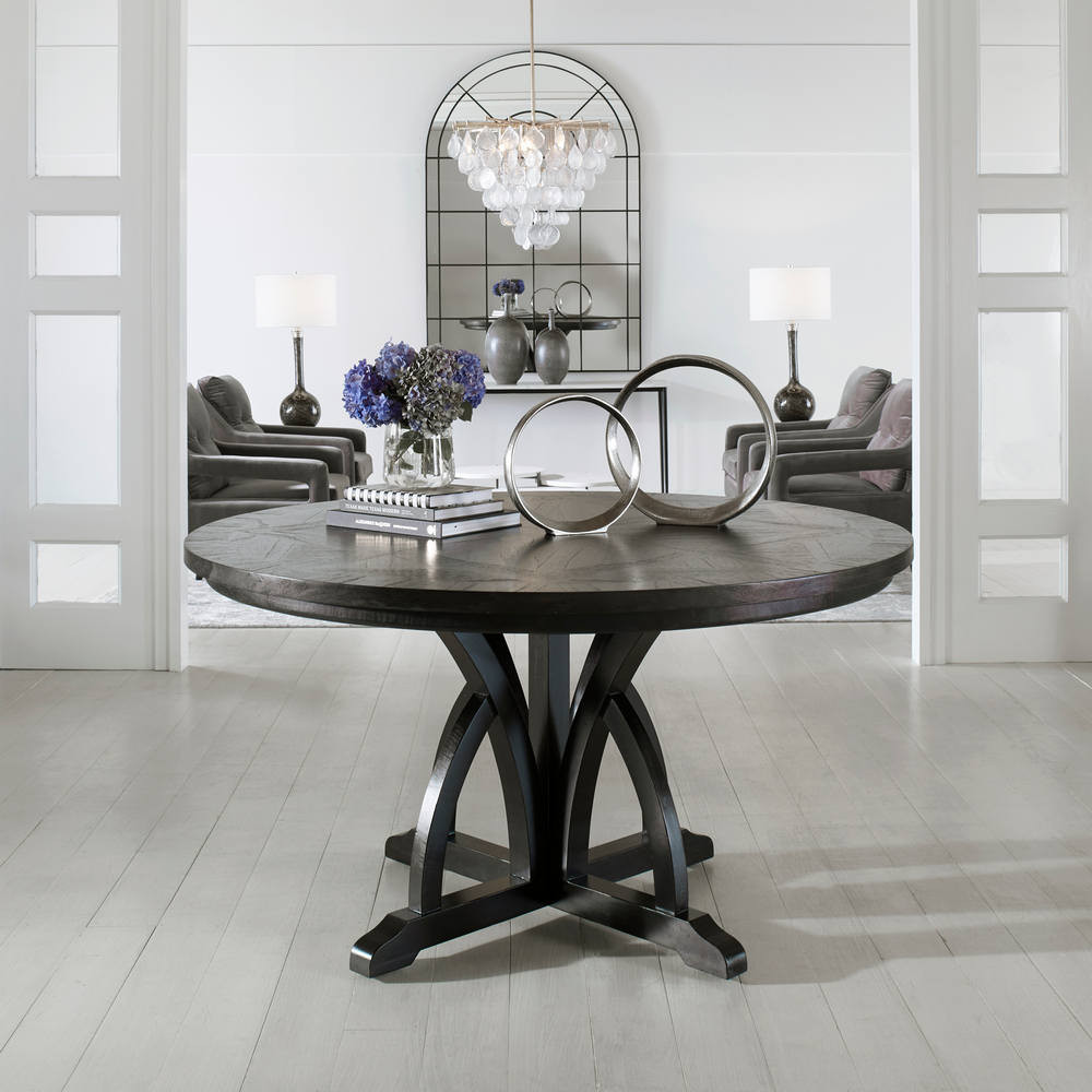 Maiva Round Black Dining Table | Contemporary Style Dining Table