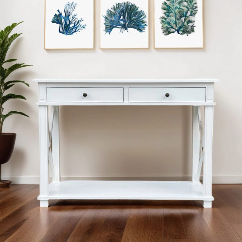 Xavier Console Table Small - Matt White | Hamptons