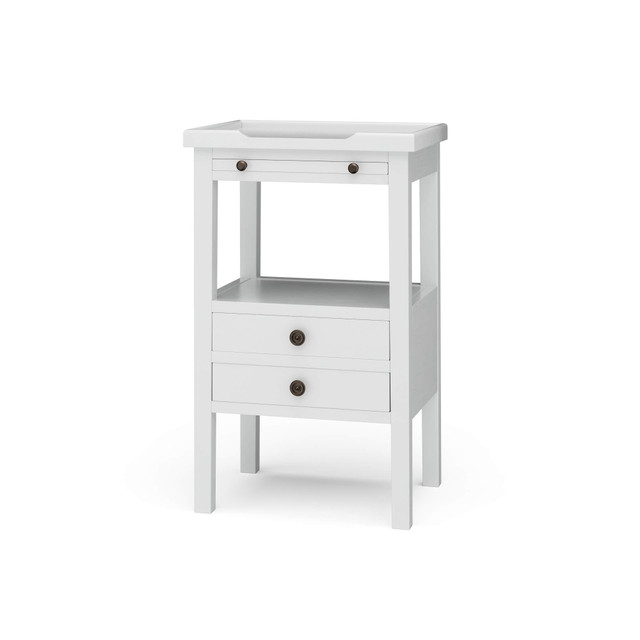Eton 2 Drawer Side Table with Pull Out Shelf - True White