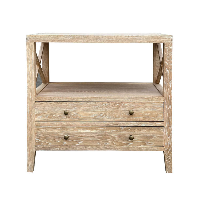 Montauk Large Side Table - Whitewash Oak | Coastal Style Bedroom Furniture