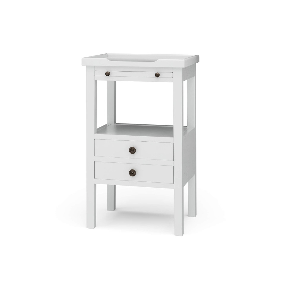 Eton 2 Drawer Side Table with Pull Out Shelf - True White