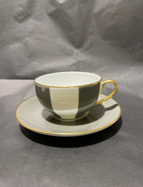 Limoges Legle Tea Cup & Saucer - Dark Grey Stripe - Homewares ...