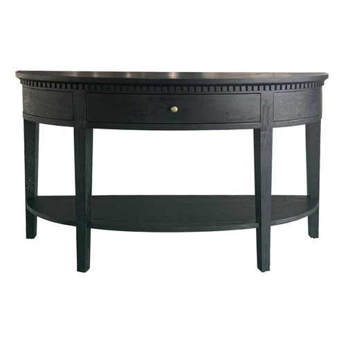 Breton Curved Console Table - Black Oak | French Provincial