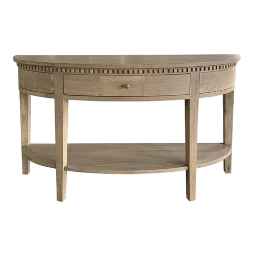Breton Curved Console Table - Weathered Oak | French Provincial