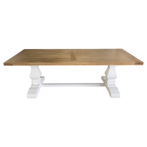 Hamptons Long Island Trestle 240Cm Dining Table - Natural Oak-White ...
