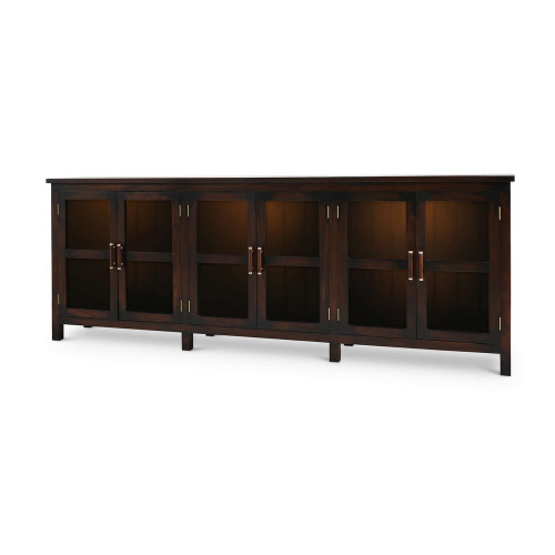 Madrone 6 Door Sideboard with Glass Shelves with 3 Led