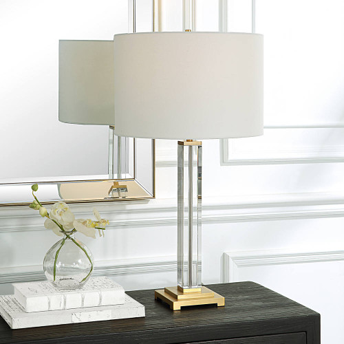 Crystal Column Table Lamp | Mid-Century Style Table Lamp