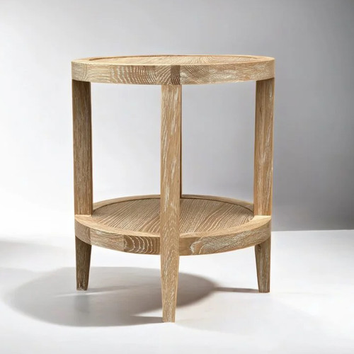 Portland Timber Round Side Table - Whitewash Oak | Contemporary