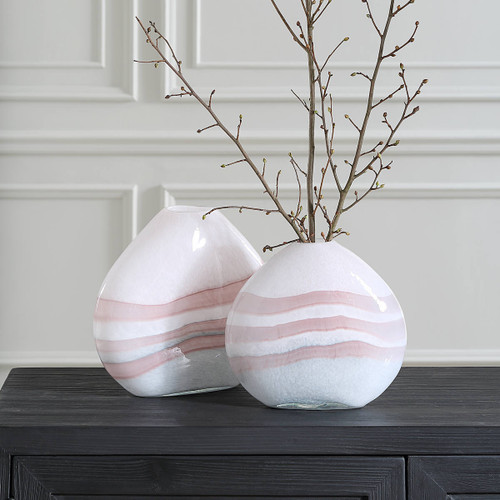 Blush Swirl Glass Vases S-2 | Contemporary Style Vase