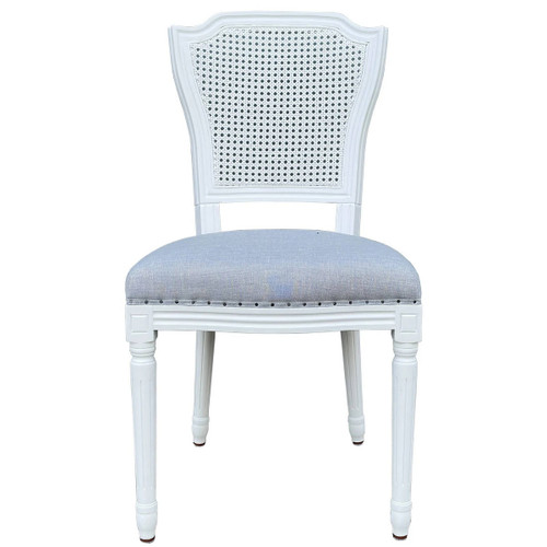 Vanessa Dining Chair - White- Duck Egg Linen | Hamptons
