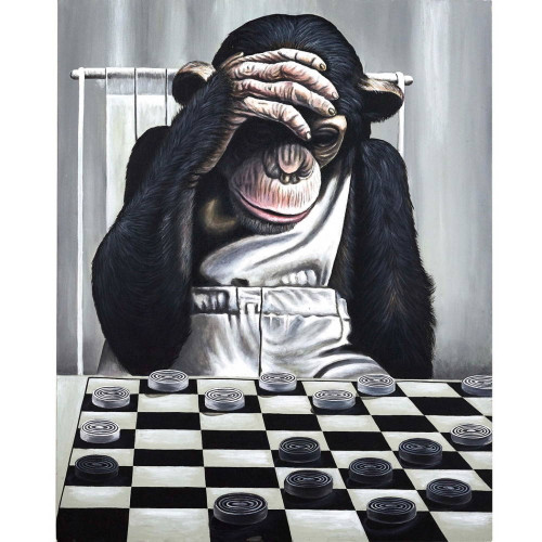 C891 Monkey & Checkers Canvas by Bramble Co - Maison Living