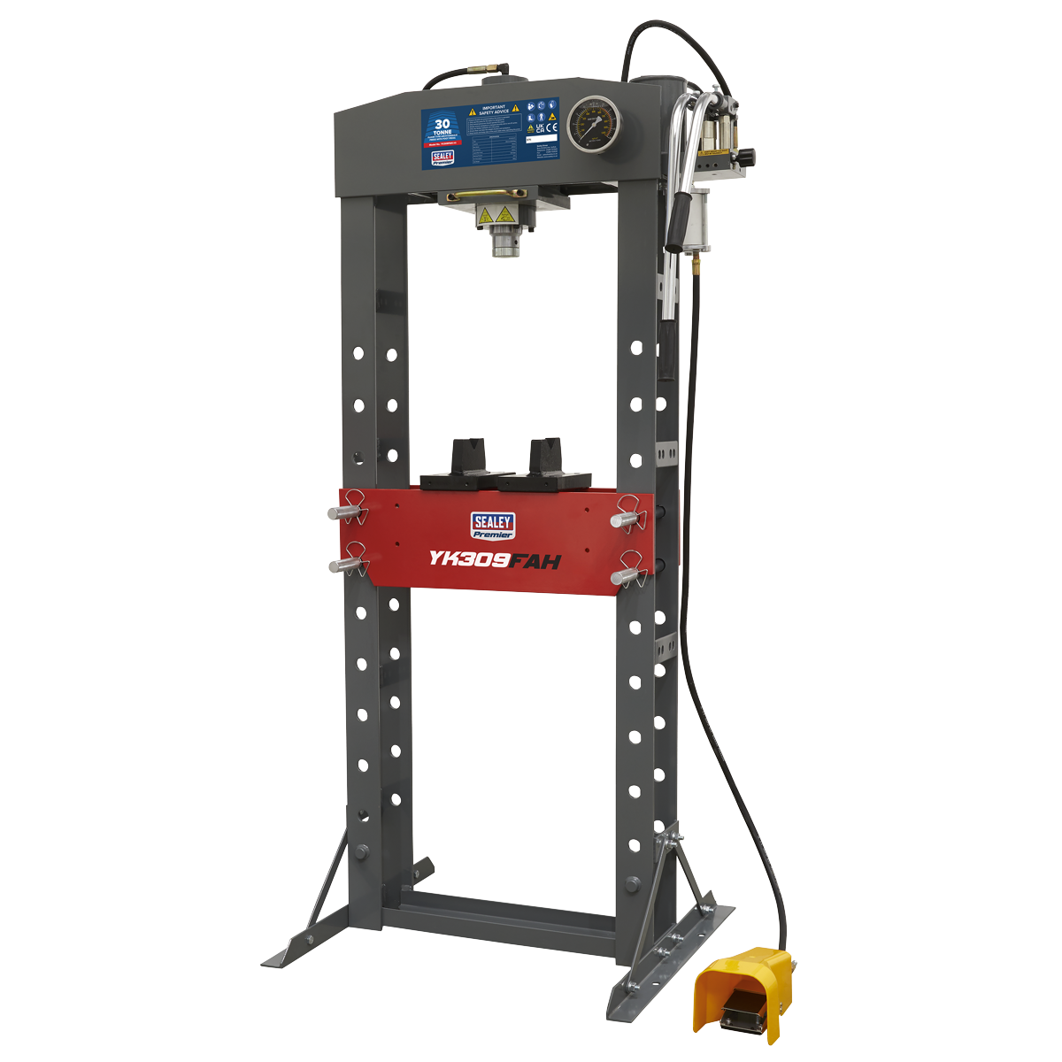 Sealey Air/Hydraulic Press 30 Tonne Floor Type with Foot Pedal YK309FAH ...
