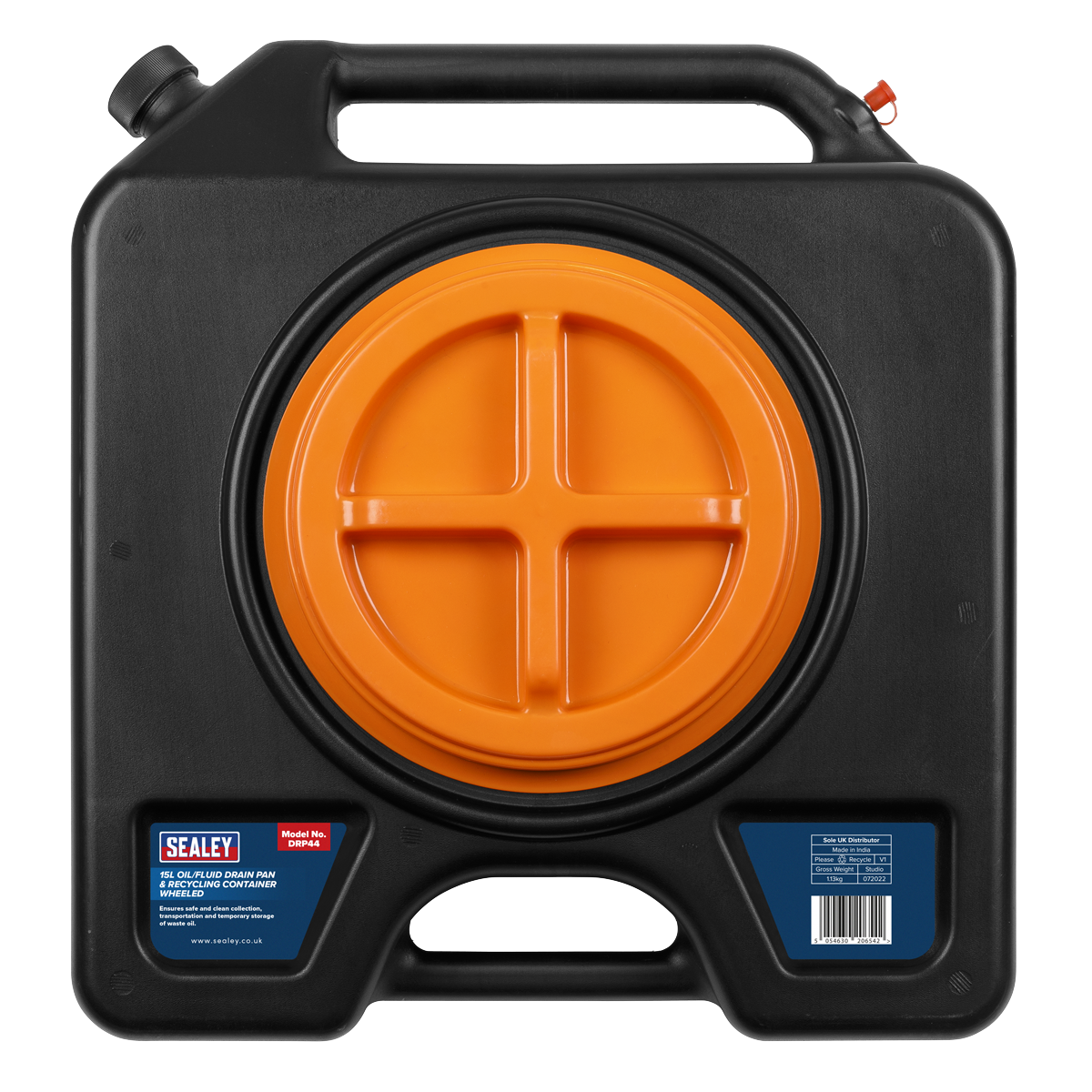 Sealey 15L Oil/Fluid Drain Pan & Recycling Container - Wheeled DRP44 ...