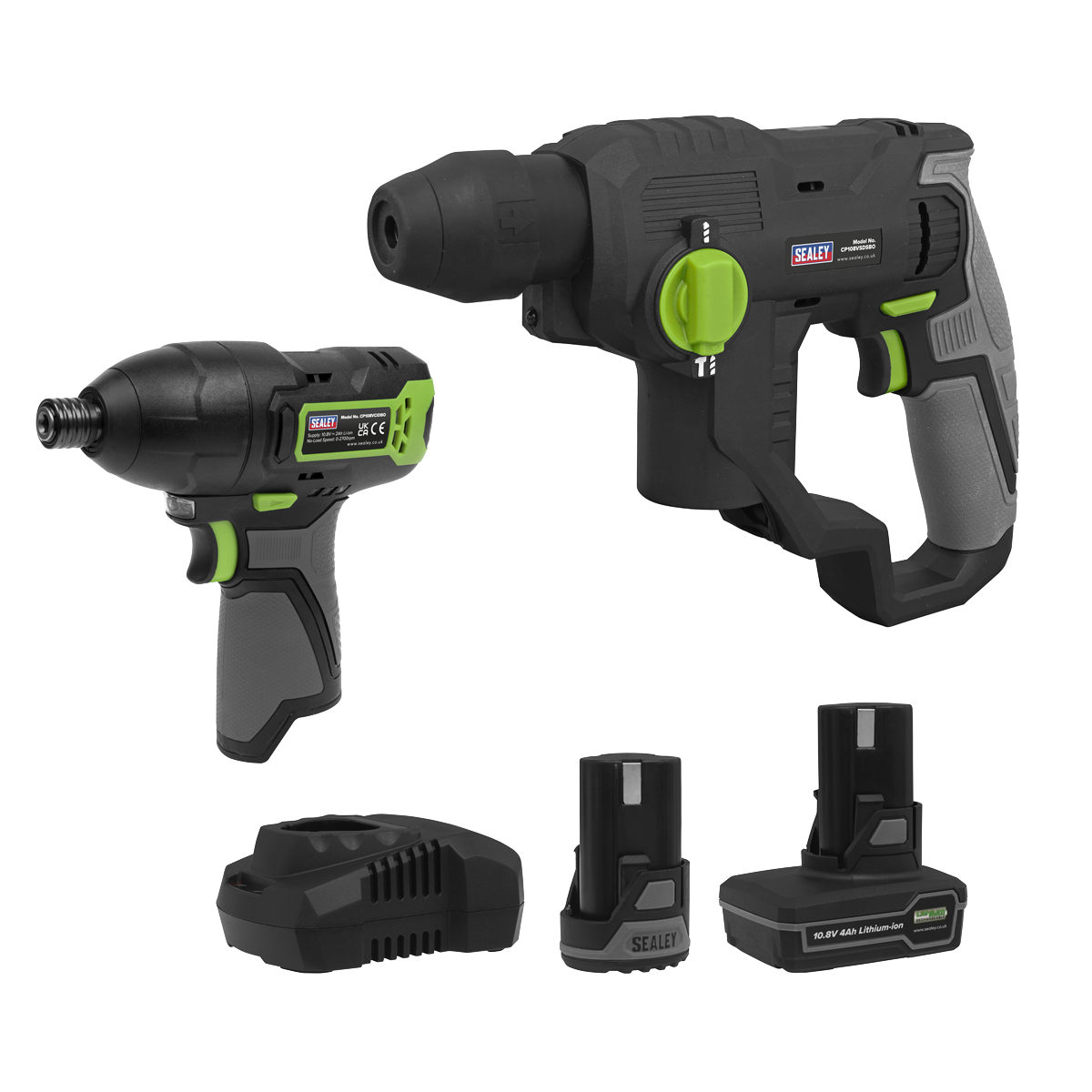 Sealey SV10.8 Series Rotary Hammer Drill & Impact Driver Kit | Toolforce.ie