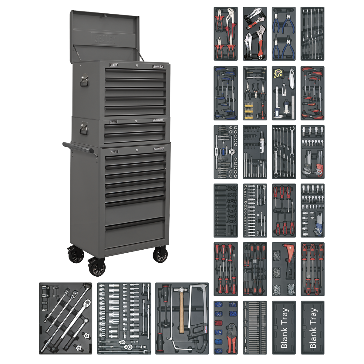 Sealey 14 Drawer Tool Chest Combination with 1179pc Tool Kit ...