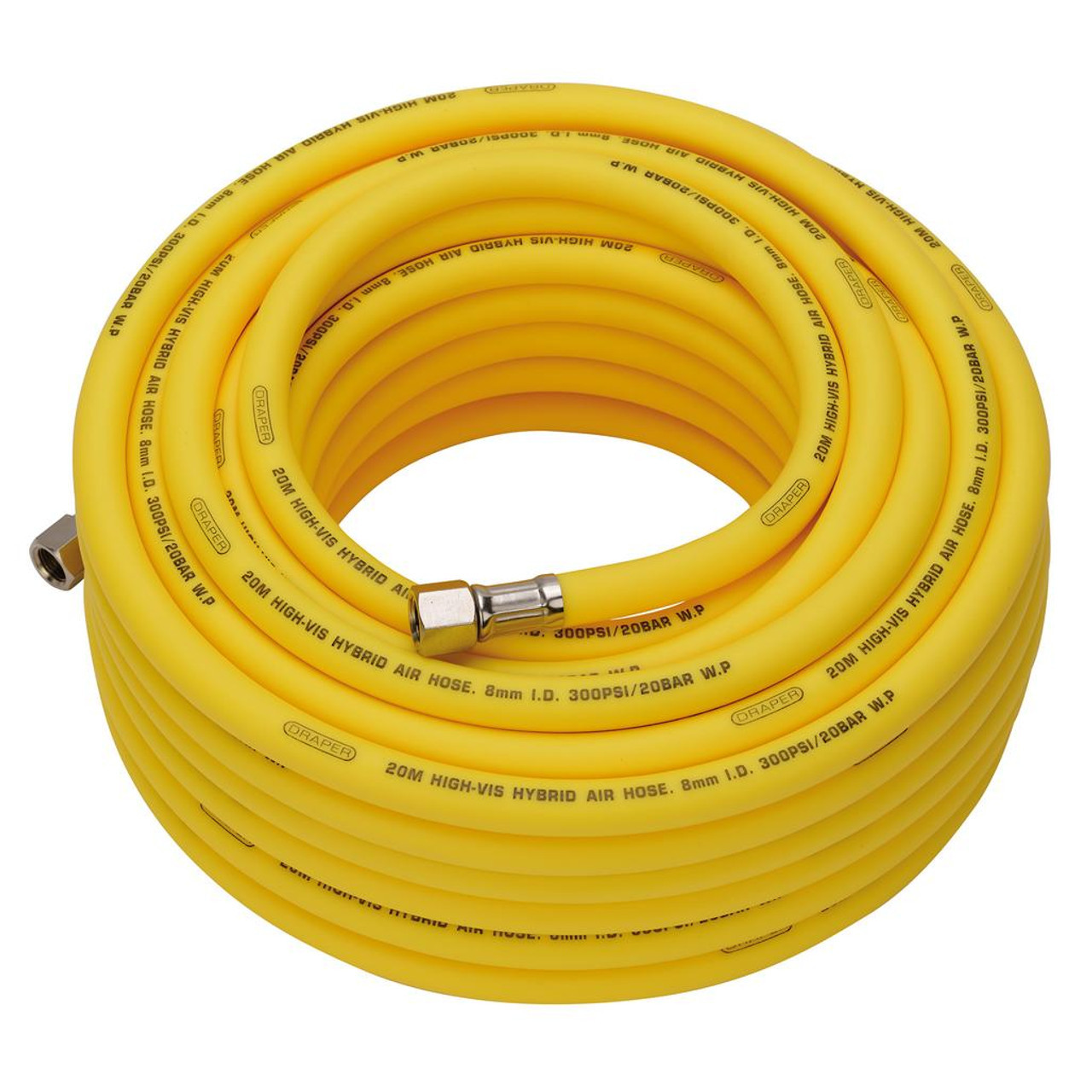 Draper High Visibility Hybrid Air Hose, 20m x 8mm Yellow 31736 ...