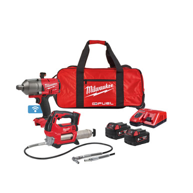 Milwaukee M18 Fuel High Torque Impact Wrench 3/4"& Grease Gun M18FPP3AI ...