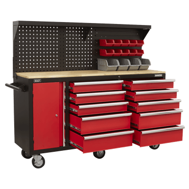 Sealey Mobile Workstation 10 Drawer with Backboard AP6310 | toolforce.ie