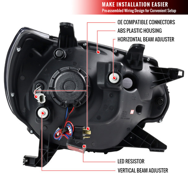 Spec-D 2012-2015 Toyota Tacoma LED C-Bar Projector Headlights (Chrome ...