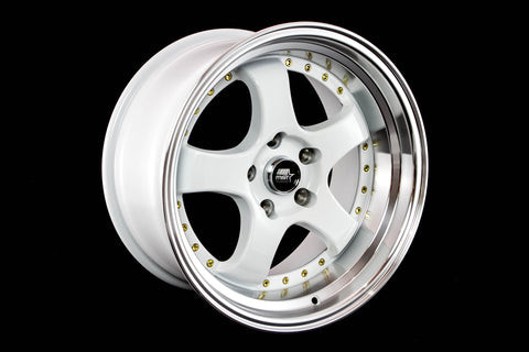 MST Wheels MT07 17x9.0 20 5x114.3 - White w/Machined Lip Gold Rivets ...