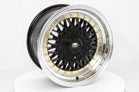 MST Wheels MT13 16x8.0 20 4x100/4x114.3 - Black w/Machined Lip Gold ...