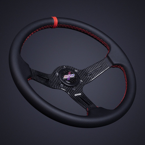 DND Performance Carbon Fiber Perforated Leather Race Wheel w/ Red ...