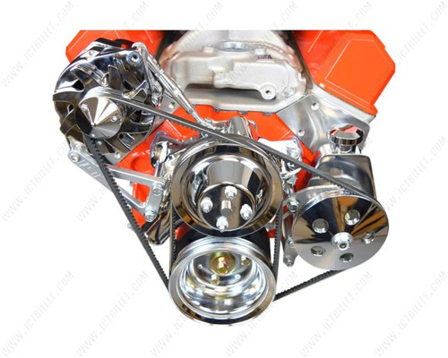 ICT Billet SBC Billet Adjustable Alternator Power Steering Bracket Kit ...