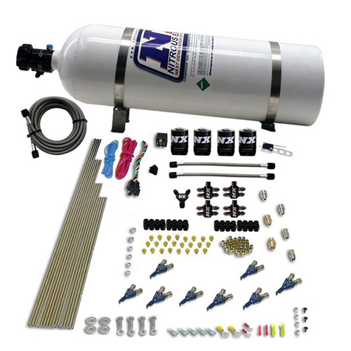 Nitrous Express 8 CYL PIRANHA DIRECT PORT 4 SOLENOIDS WITH 15LB BOTTLE ...