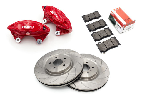 ROFU - Z34 Front Brake Calipers, Rotors, and Pads Kit - Nissan 370Z ...