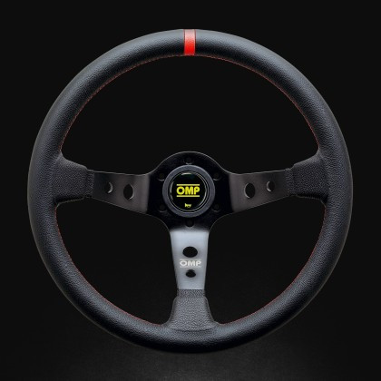 OMP Corsica Racing Steering Wheels 350mm - Black/Red - Enjuku Racing
