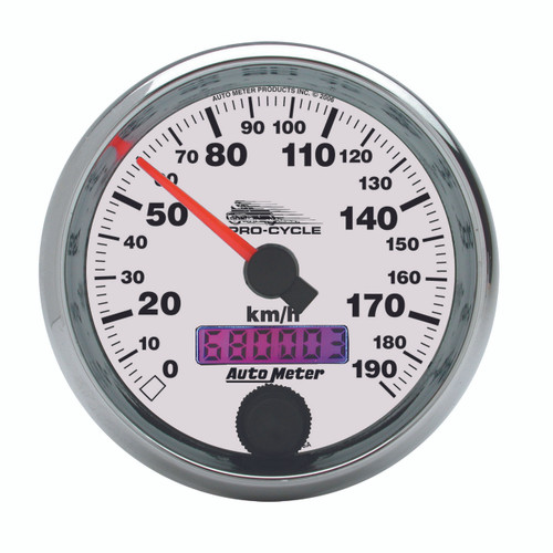 AutoMeter Gauge Speedo 2 5/8" 190 Km/H Elec White Pro-Cycle - Enjuku Racing